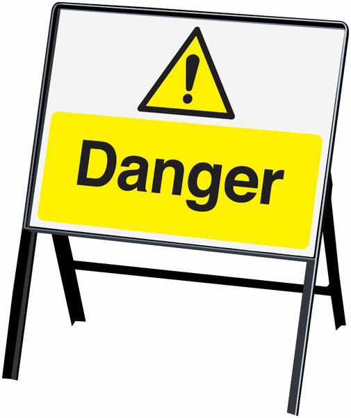 Danger Stanchion PVC Hazard Signs Symbol/Text - Single | Seton