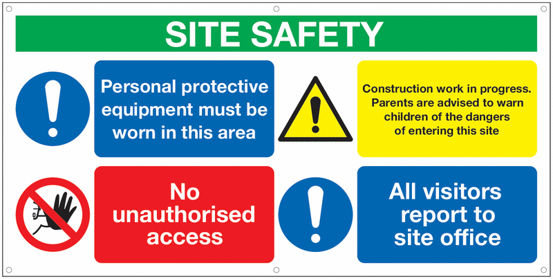 Banner Signs - PPE Must Be Worn Site Safety Signs | Seton