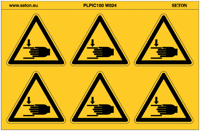 Pictogramas ISO 7010 "Peligro aplastamiento de manos" en plancha - W024 ...