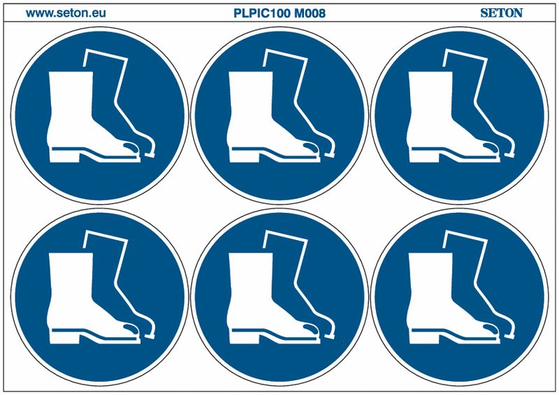 Pittogrammi ISO 7010 in tavola "Scarpe di sicurezza obbligatorie ...