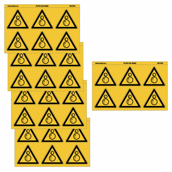 Set waarschuwingsstickers - 4+1 vellen ISO 7010 "Roterende onderdelen ...