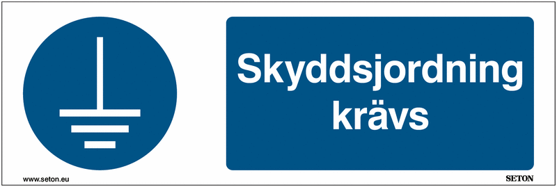 Skylt med text - Skyddsjordning krävs - ISO 7010, M005 | Seton