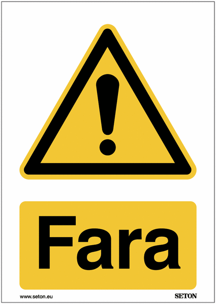 Skylt med text - Fara - ISO 7010, W001 | Seton