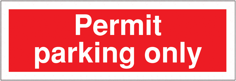 Permit Parking Only Rectangle Single Sign Red/White | Seton