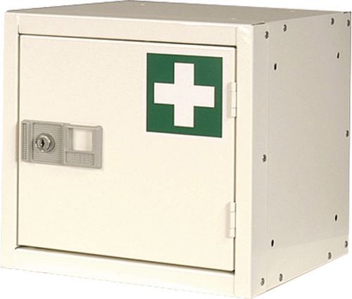 White Medical Cube Lockers Single Lock and Key Mechanism | Seton