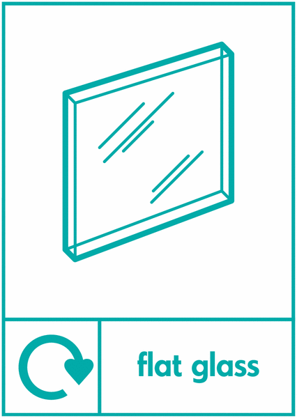 Flat Glass - WRAP Glass Waste Recycling Signs | Seton