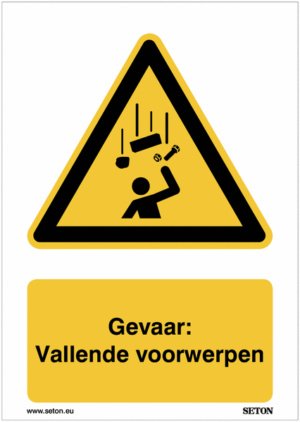 Borden en -stickers ISO 7010 - Gevaar: vallende voorwerpen - W035 | Seton