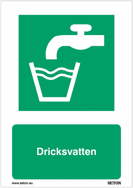 Skylt med text - Dricksvatten - ISO 7010, E015 | Seton