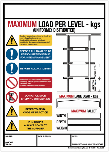 Maximum Load Per Level Notice | Seton