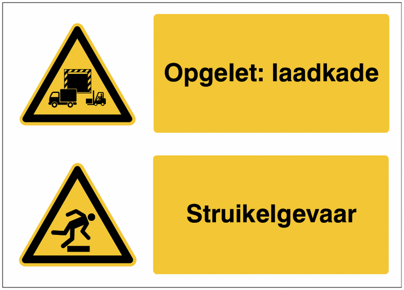 Pictogrammen valgevaar, struikelgevaar, doorvalgevaar België ...