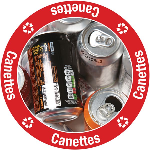 Panneau rond - recyclage des canettes | Seton