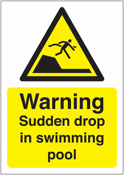 Warning Sudden Drop In Swimming Pool Sign | Seton