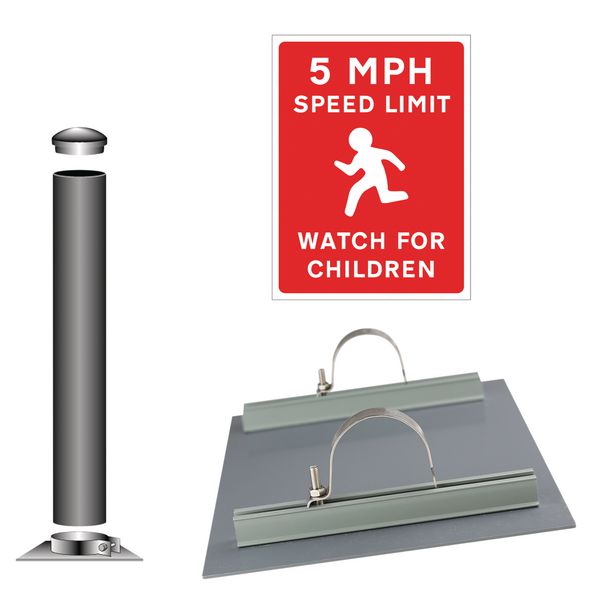 5 MPH Speed Limit - Watch for Children - Sign Install Kit | Seton