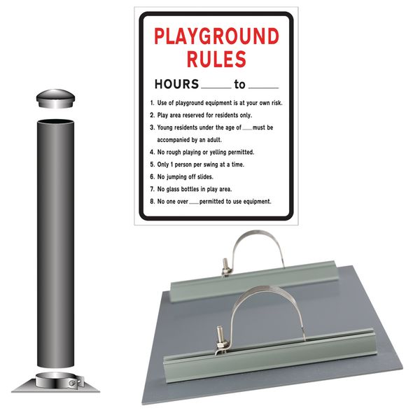 Playground Rules in Set Hours - School Sign Installation Kit | Seton