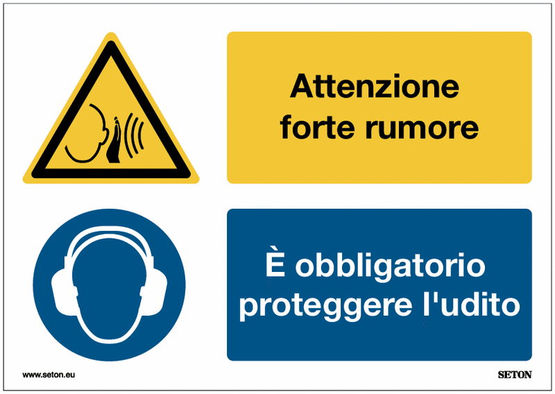 Cartelli combinati ISO 7010 - Attenzione forte rumore - È obbligatorio ...