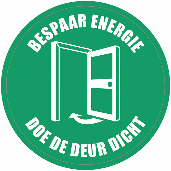 Bord bespaar energie - Doe de deur dicht | Seton