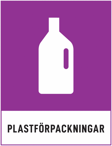 Skyltar och dekaler för källsortering - Plastförpackningar | Seton