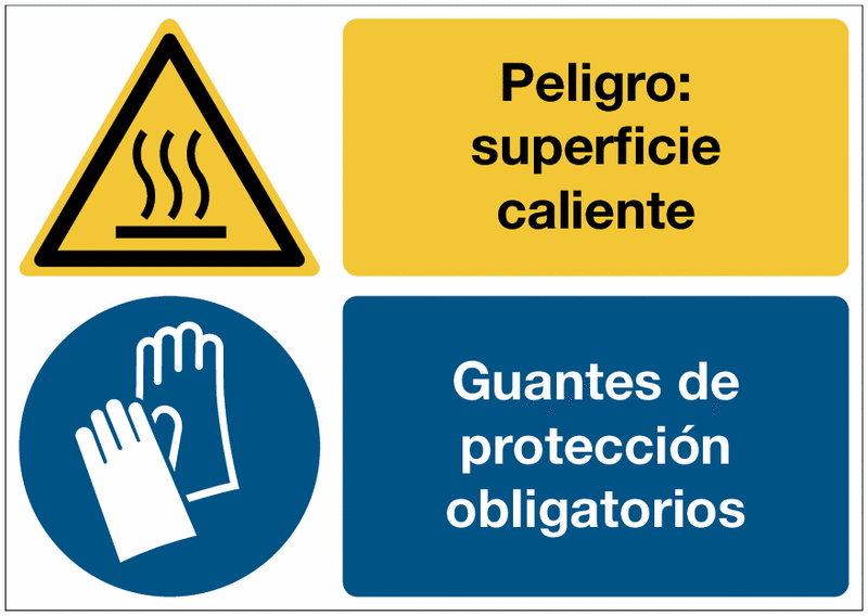 Señal ISO 7010 Peligro superficies calientes - Guantes de protección ...