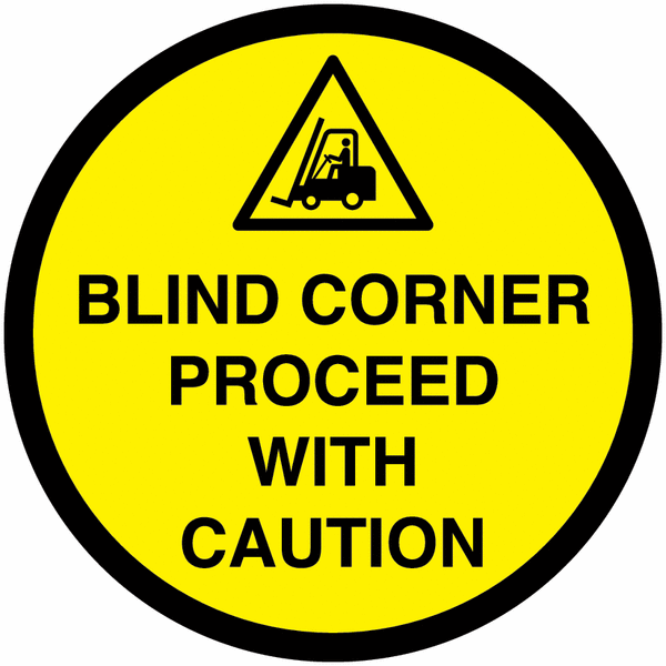 Blind Corner Proceed With Caution Floor Sign - Anti-Slip | Seton