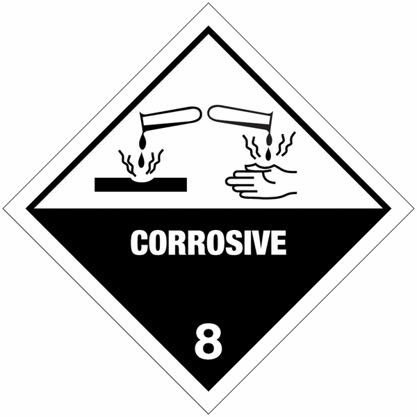 Corrosive & 8 (dark gloves) Easy Peel Hazard Diamonds | Seton