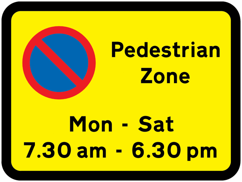 Traffic Signs - Pedestrian Zone - No Stopping | Seton