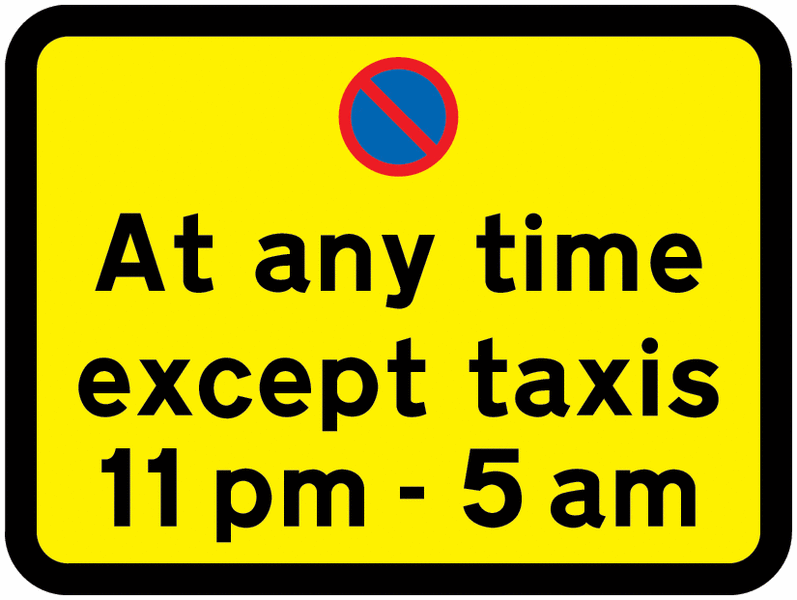Traffic Signs - No Waiting Except Taxis - Between Times | Seton