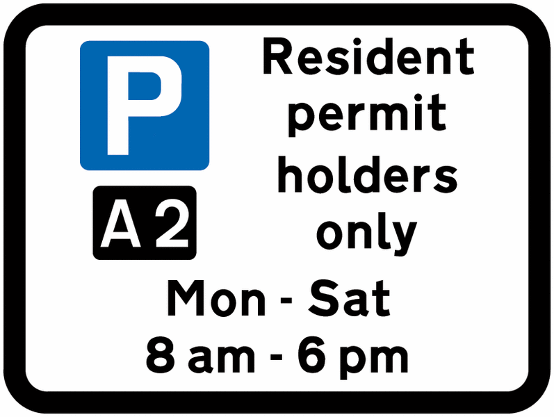 Traffic Signs Parking - Resident Permit Holders Only A2 | Seton