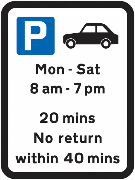 Traffic Signs - Parking - Cars - Mon-Sat 8AM-7PM | Seton
