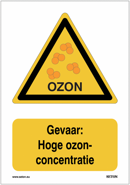 Borden en stickers met tekst - Gevaar: Hoge ozonconcentratie | Seton