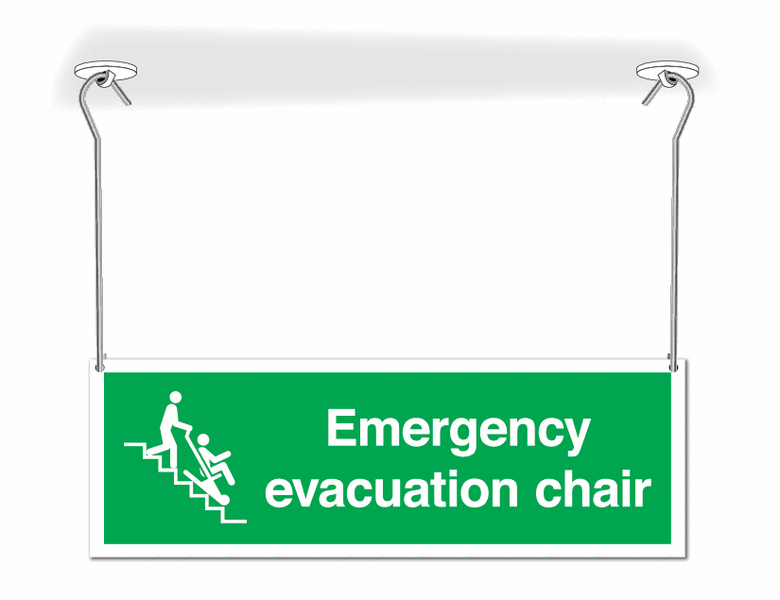 Emergency Evacuation Chair Double-Sided Hanging Sign | Seton