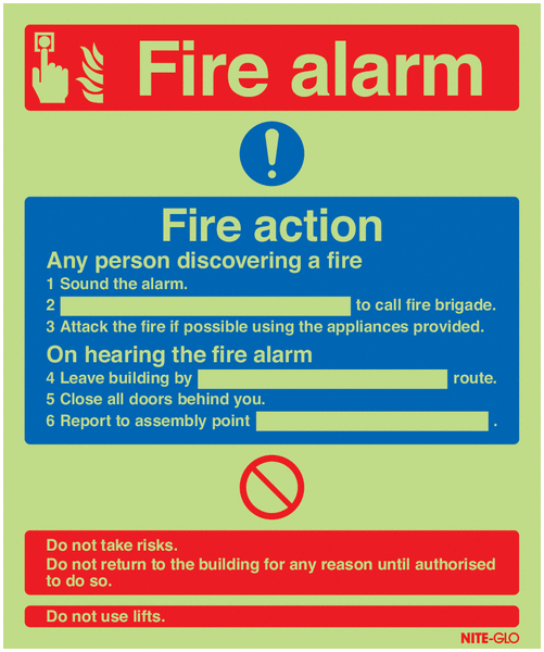 Nite-Glo Fire Alarm & Fire Action Signs | Seton