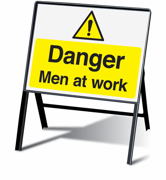 Danger Men At Work Stanchion Sign | Seton
