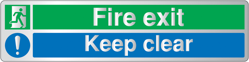 Deluxe Metal Look Safety Signs - Fire Exit Keep Clear | Seton