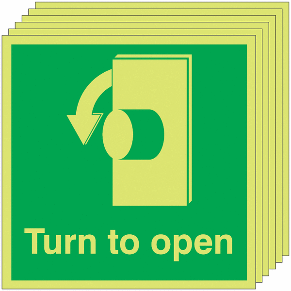 6-Pack Nite-Glo Turn to Open Door Signs - Anticlockwise | Seton