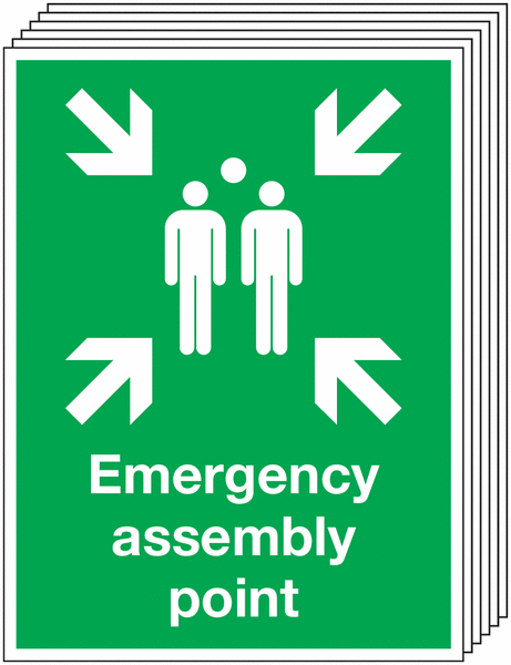 6-Pack Emergency Assembly Point Outdoor Aluminium Signs | Seton