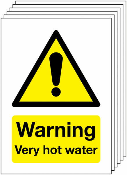 6-Pack Warning Very Hot Water Signs | Seton