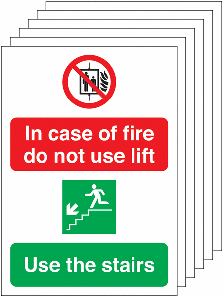 6-Pack In Case of Fire Do Not Use Lift Signs | Seton