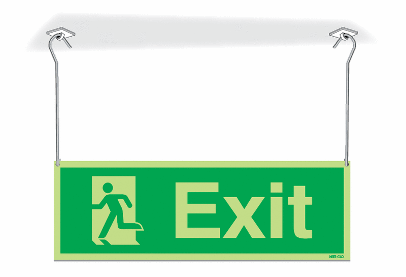 Nite-Glo Exit Running Man Left Hanging Signs | Seton