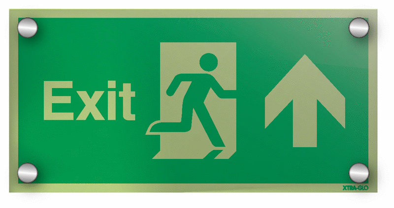 Xtra-Glo Acrylic Exit Running Man & Arrow Up Signs | Seton