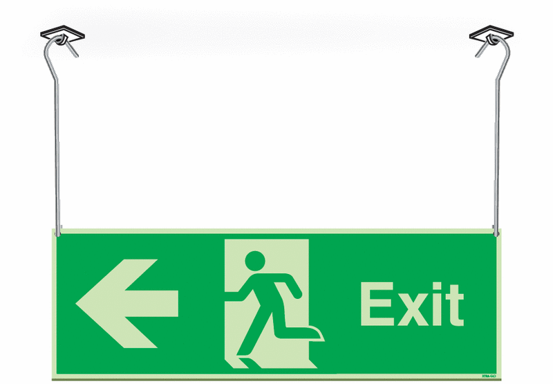Xtra-Glo Double-sided Exit Man/Arrow Left Hanging Signs | Seton