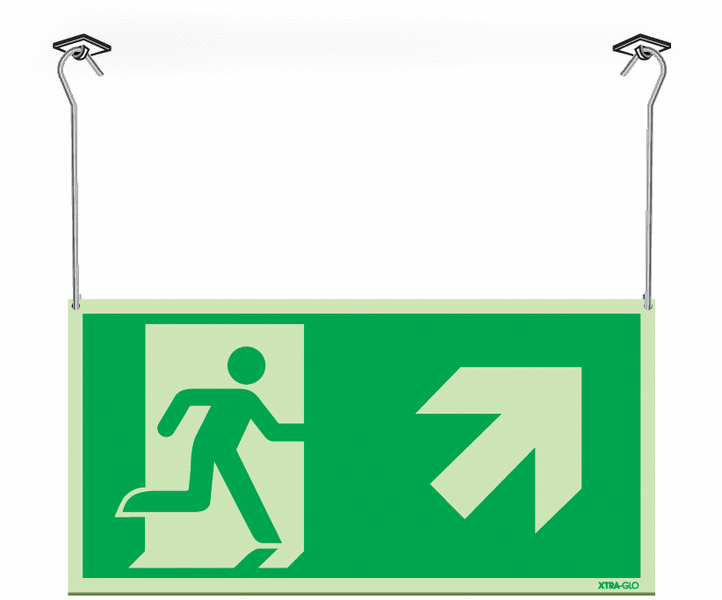 Xtra-Glo 2-Sided Running Man/Arrow Up&Right Hanging Sign | Seton