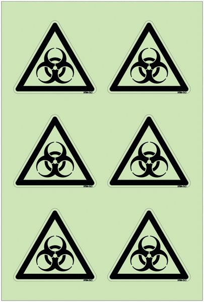 Adesivi fotoluminescenti in scheda "Pericolo rischio biologico" - W009 ...
