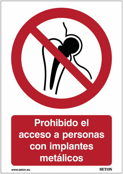 Señal ISO 7010 - Entrada prohiba a los portadores de implantes ...