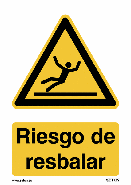 Señal ISO 7010 - Peligro, superficie resbaladiza - W011 | Seton