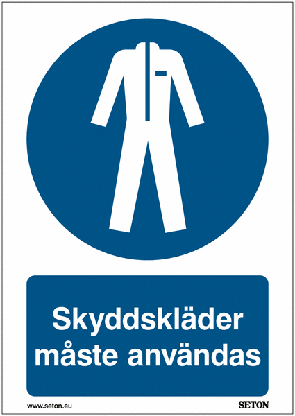 Skylt med text A3, A4 eller A5 - Skyddskläder måste användas - ISO 7010 ...