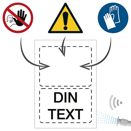 Självhäftande skyltar med egen text och piktogram - ToughWash® | Seton