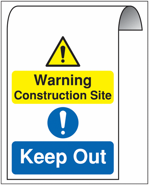 Roll-Top Sign - Warning Construction Site | Seton