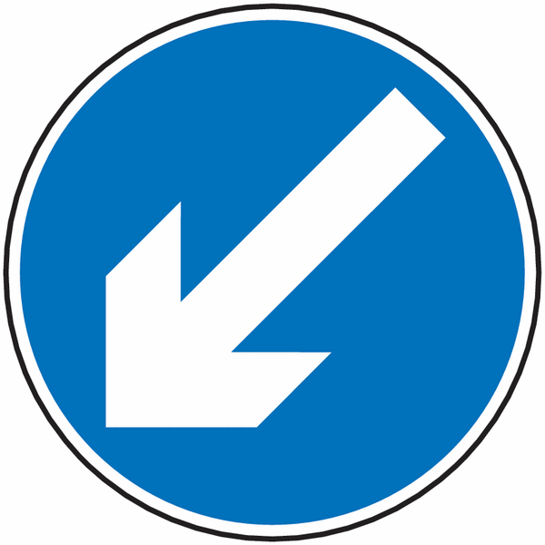 Keep Left Symbol Road & Car Park Traffic Sign Blue/White | Seton