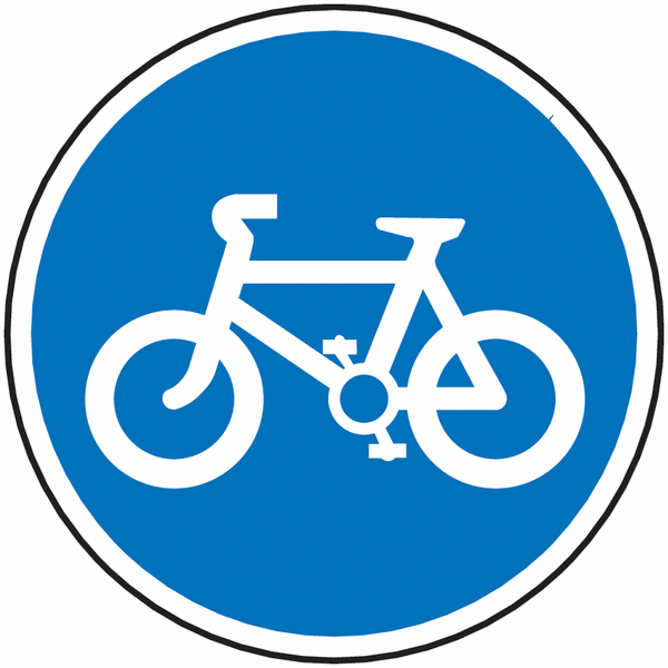Cycle Route Symbol Road&Car Park Traffic Sign Blue/White | Seton