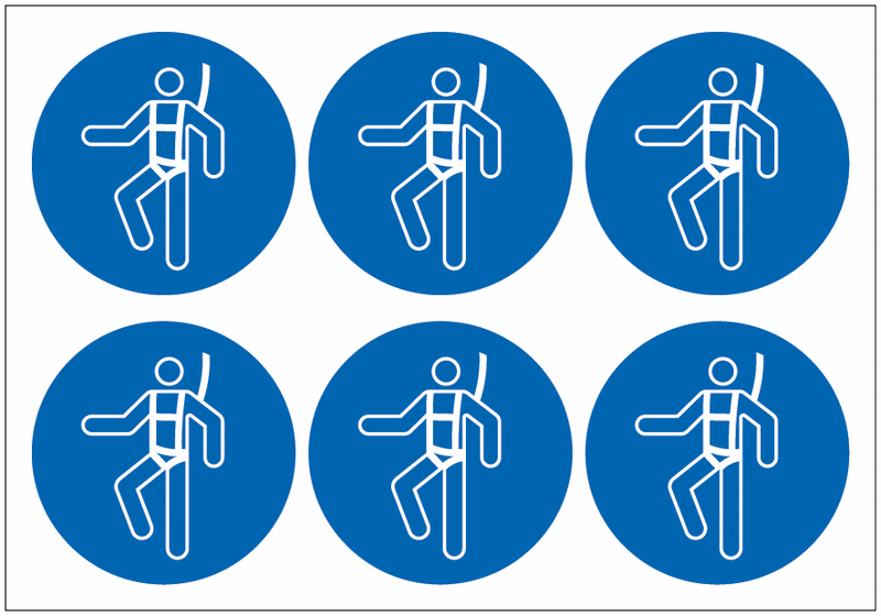 Wear Safety Harness Symbol Sheet of Vinyl Labels | Seton